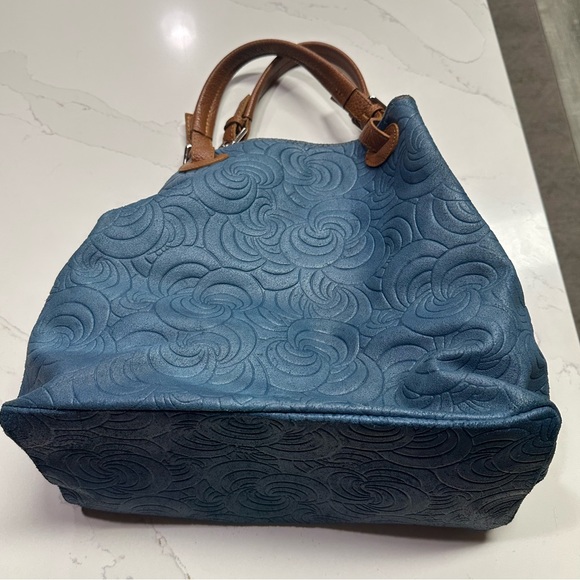 Massimo | Bags | Massimo Castelli Italy Blue Leather Swirl Texture ...